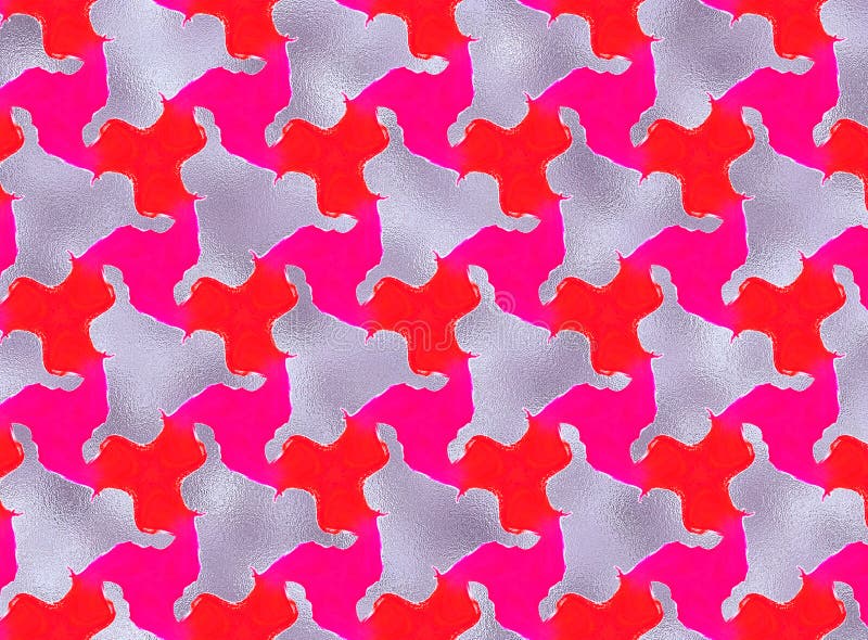 Shining Silver Metallic in Red and Pink Repeating Pattern Stock ...