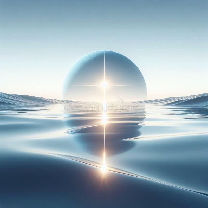 A Shining Sphere on the Surface of the Water, Creating a Reflection ...