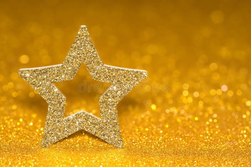 Shining Star on a Golden Radiant Background. Glitter Shine with 3d ...