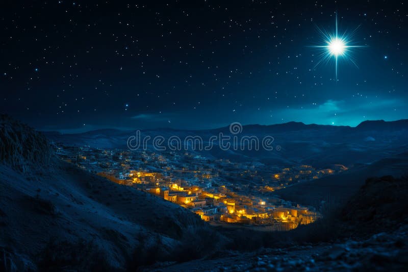 Shining Star Over the Manger of Jesus Christ Stock Illustration ...