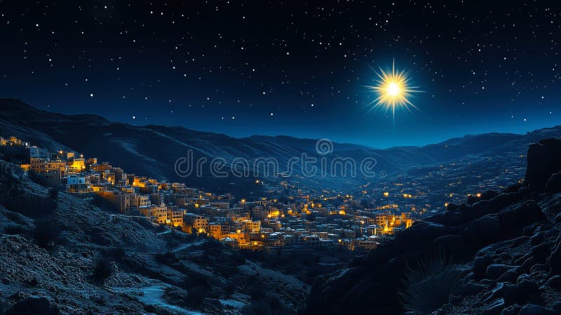 Shining Star Over the Manger of Jesus Christ Stock Illustration ...