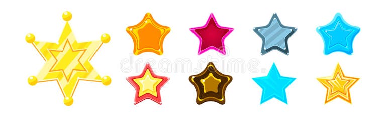Shining Star Shape of Different Color Vector Set Stock Vector ...