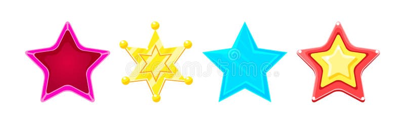 Shining Star Shape of Different Color Vector Set Stock Vector ...