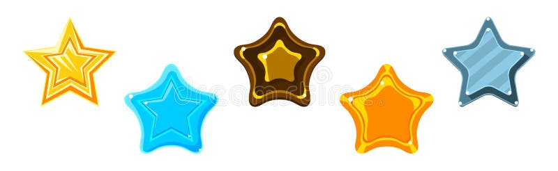 Shining Star Shape of Different Color Vector Set Stock Illustration ...