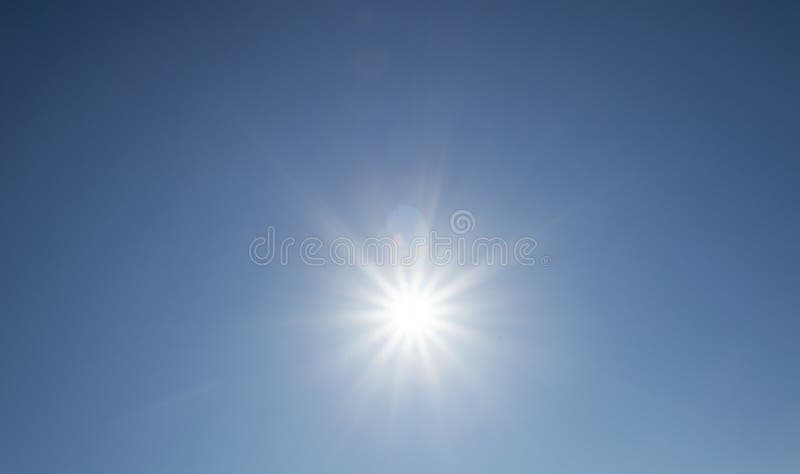 Shining Sun Blue Sky with Lens Flare Stock Photo - Image of beam ...