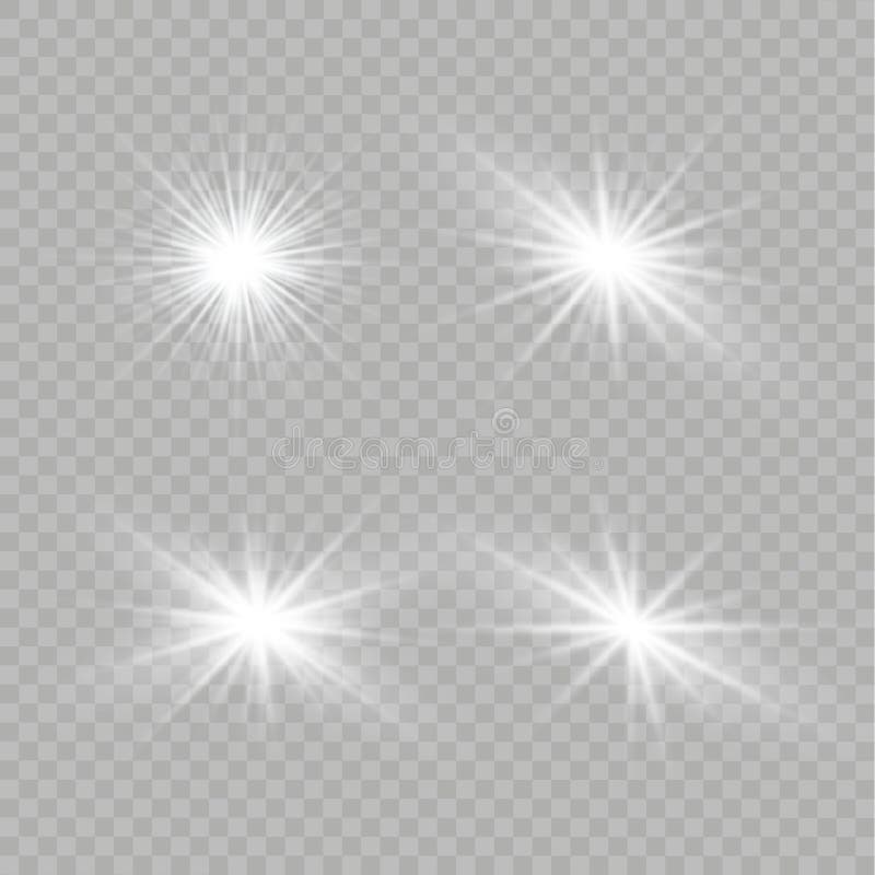 Shining Sun, Bright Flash Star, White Light. Stock Vector ...