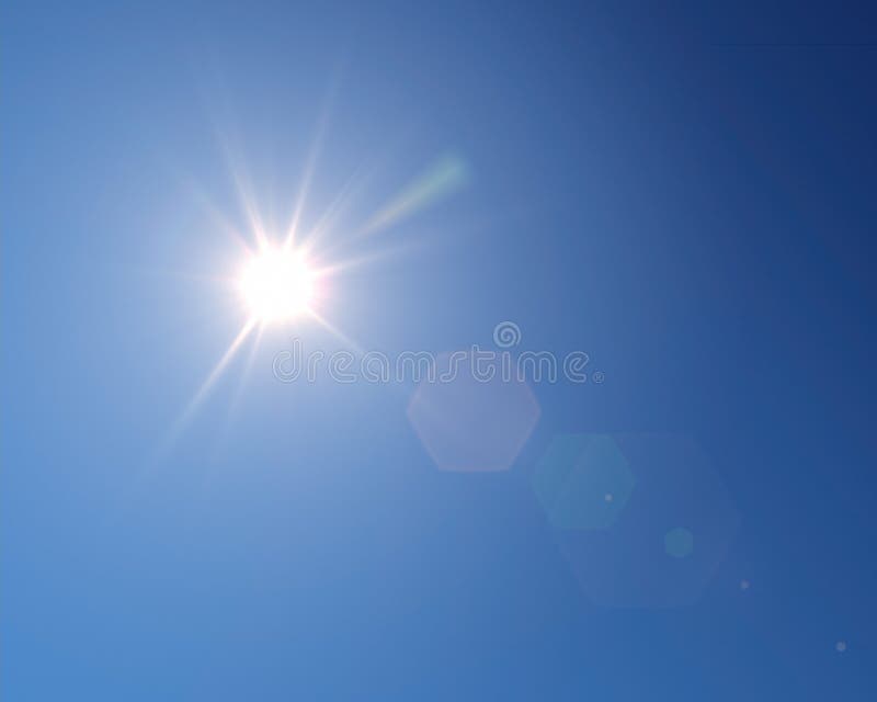 Shining Sun at Clear Blue Sky with Copy Space Stock Photo - Image of ...