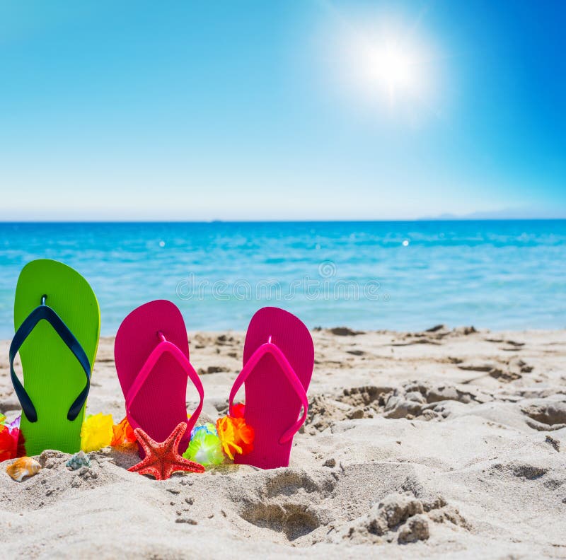 Shining sun and flip flops stock image. Image of blue - 86610169
