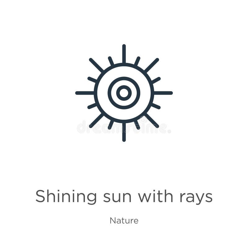 Shining Sun with Rays Icon. Thin Linear Shining Sun with Rays Outline ...