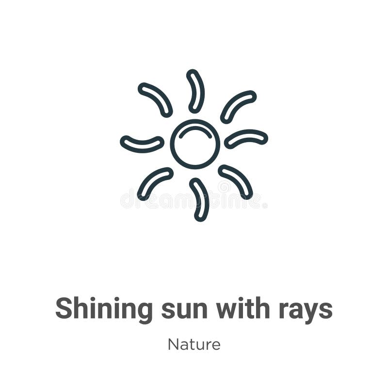Shining Sun with Rays Outline Vector Icon. Thin Line Black Shining Sun ...