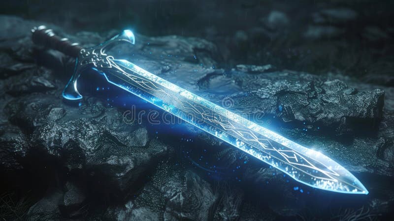 Shining Sword Detail Poster Stock Illustration - Illustration of banner ...