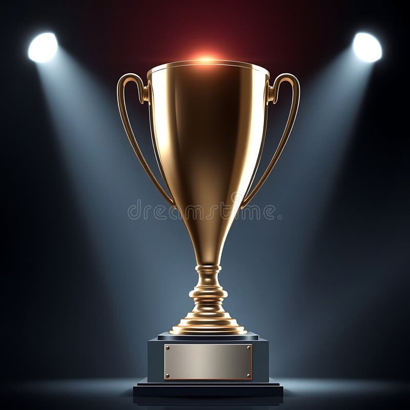 A Shining Trophy with an Engraved Plaque Under Bright Spotlight Stock ...