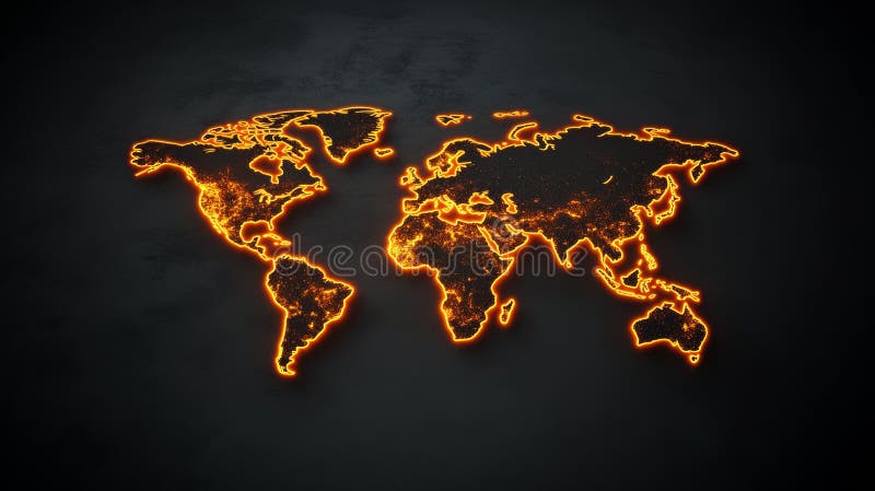 A Shining World Map, Displaying Global Connectivity, Continents, and ...