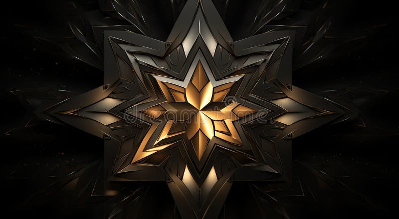 Shining Yellow Star with Black Background Stock Illustration ...