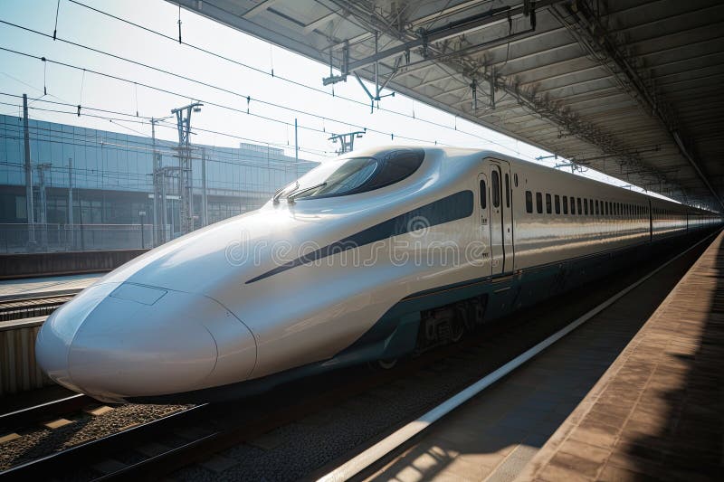 Shinkansen Bullet Train at a Station Stock Illustration - Illustration ...