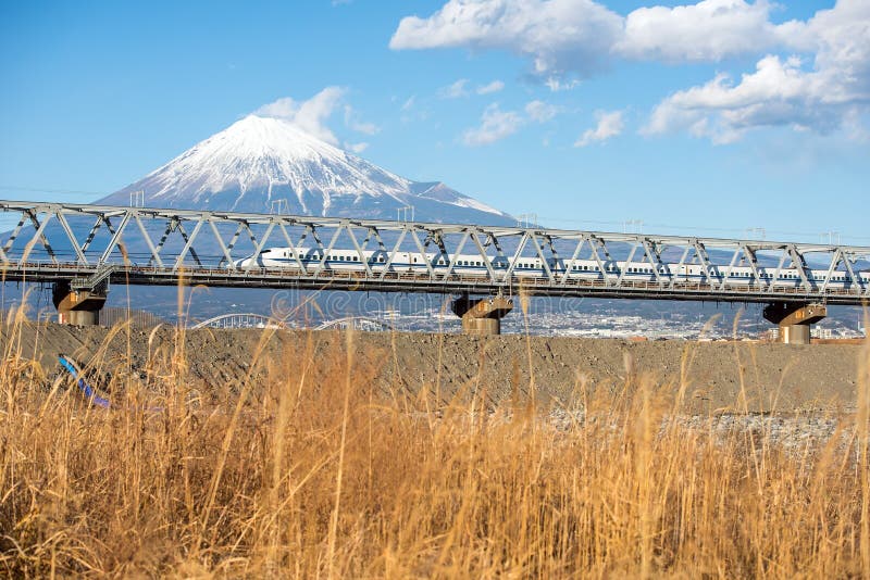 Shinkansen with View of Mountain Fuji Stock Photo - Image of japanese ...