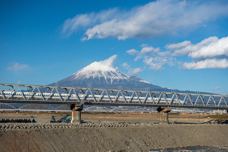 Shinkansen with View of Mountain Fuji Stock Image - Image of fuji ...