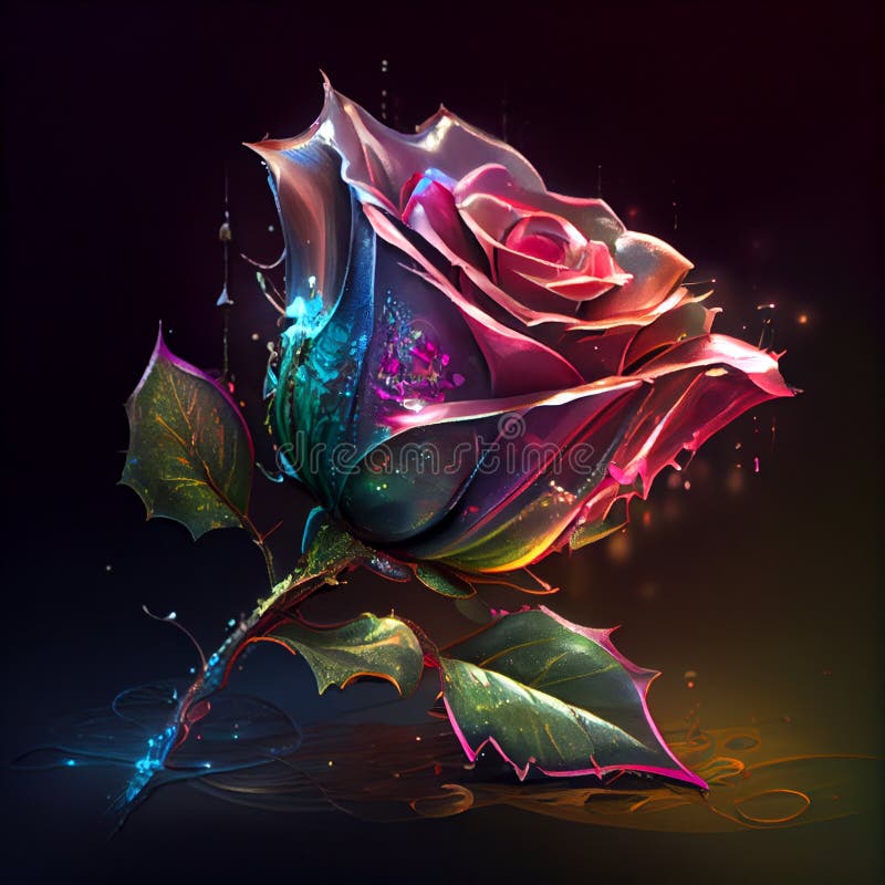 Shinny Magic Rose with a Fairy Like Effect,generative Ai Stock ...