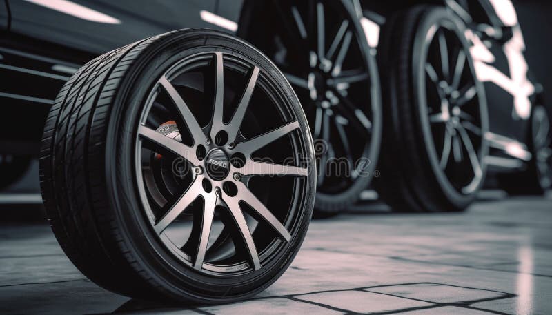 Shiny Alloy Wheels on a Modern Sports Car Reflect Elegance and ...