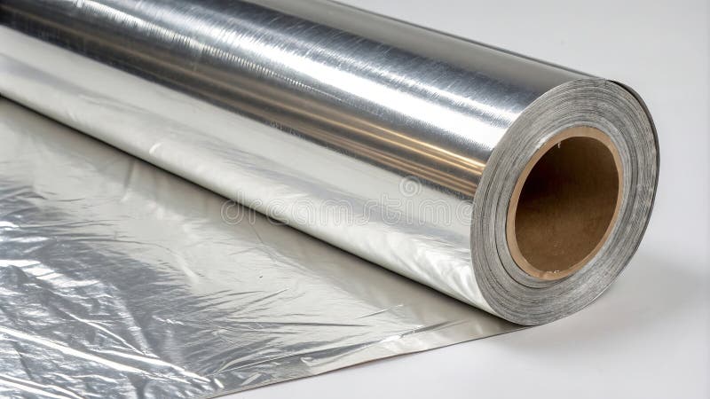 Shiny Aluminum Foil Roll for Kitchen and Industrial Applications Stock ...