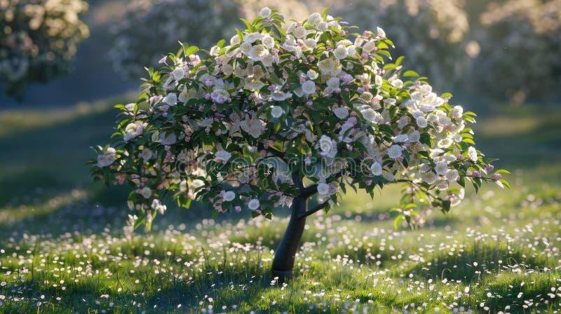 A Shiny Apple Tree Flourishing with Ripe Fruit. Stock Photo - Image of ...
