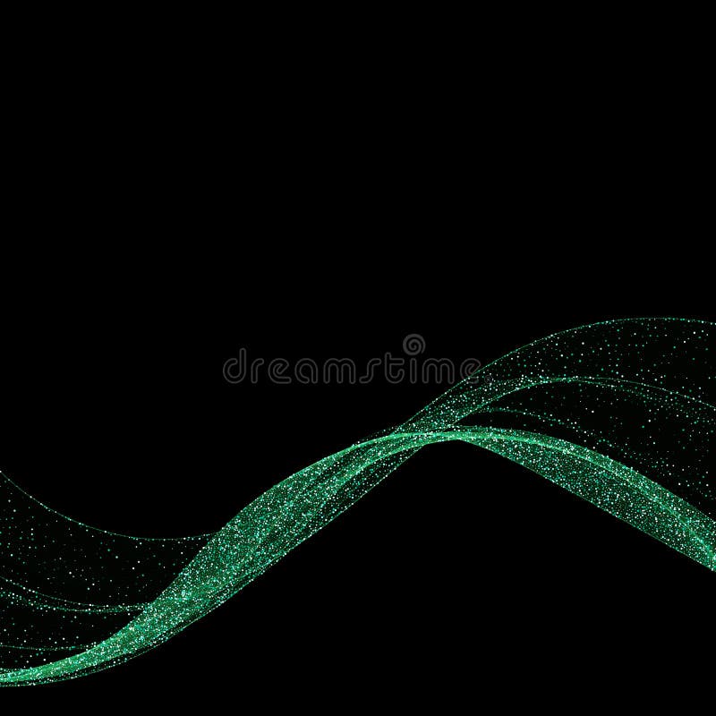 Shiny Background with a Wave of Green. Flickering Green Particles ...