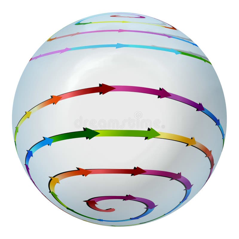 Shiny Ball with Colored Arrows Around Stock Illustration - Illustration ...