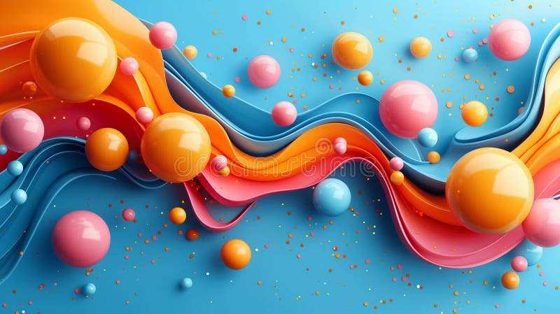 Shiny Balls and Curved Fluid Captured Dynamic 3d Rendering Image, Ai ...
