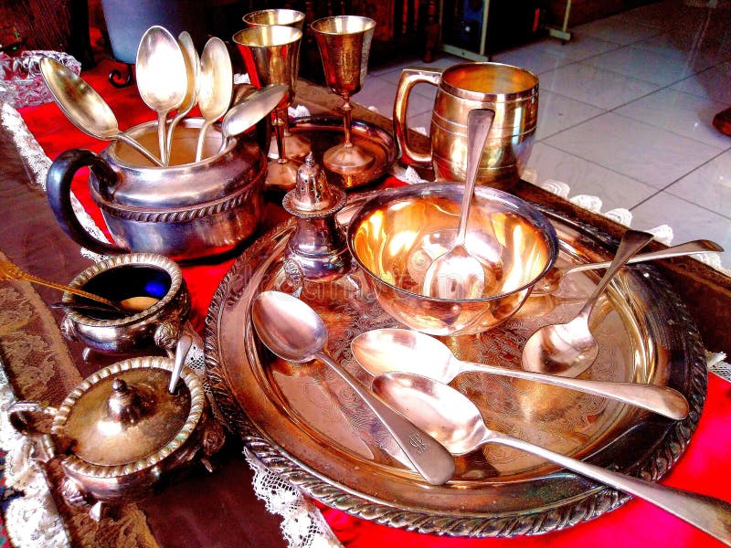The Shiny Beautiful Silver Utensils Stock Image - Image of shiny ...