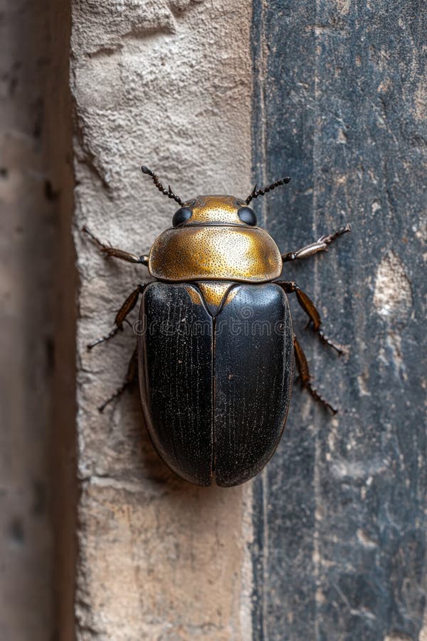 A Shiny Beetle Clings To a Textured Wall. Stock Illustration ...