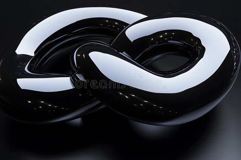 Shiny Black Abstract Figure Eight Shape, Reflecting Light Stock ...