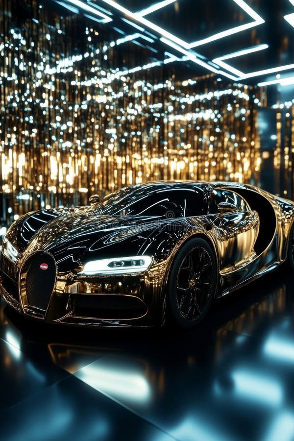 A Shiny Black Car with a Gold Stripe Stock Illustration - Illustration ...