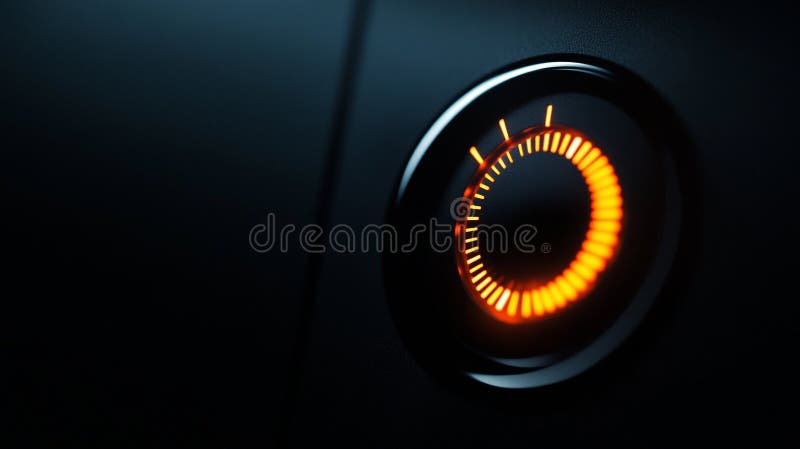 Close-up View of a Black Control Dial with Bright Orange Lighting ...