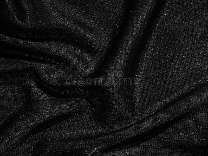 Shiny Black Crumpled Fabric Texture. Elegant Cloth Background Stock ...