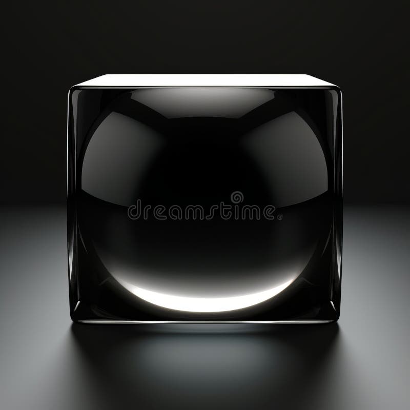 Shiny Black Glass Cube on Blank Background Stock Illustration ...