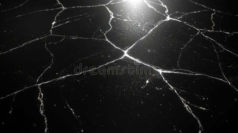 Shiny Black Marble Surface with White Veins in Low Light Stock Photo ...