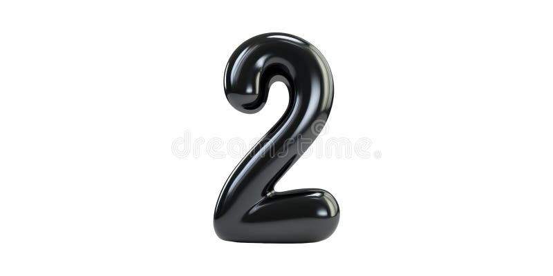 Shiny Black Number Two Design Isolated Transparent Background Stock ...