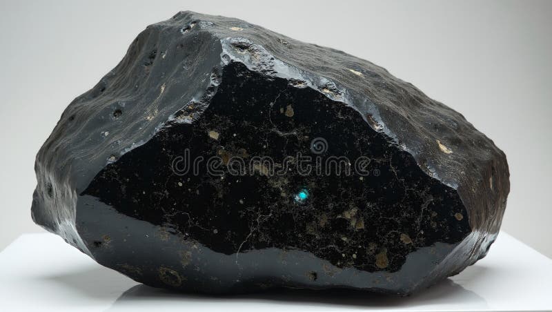 Shiny Black Obsidian Boulder with Rainbow Streaks Sharp Edges and ...