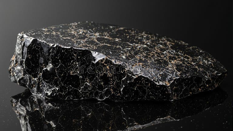 Shiny Black Obsidian Glass Texture with Mirror Like Reflection Stock ...