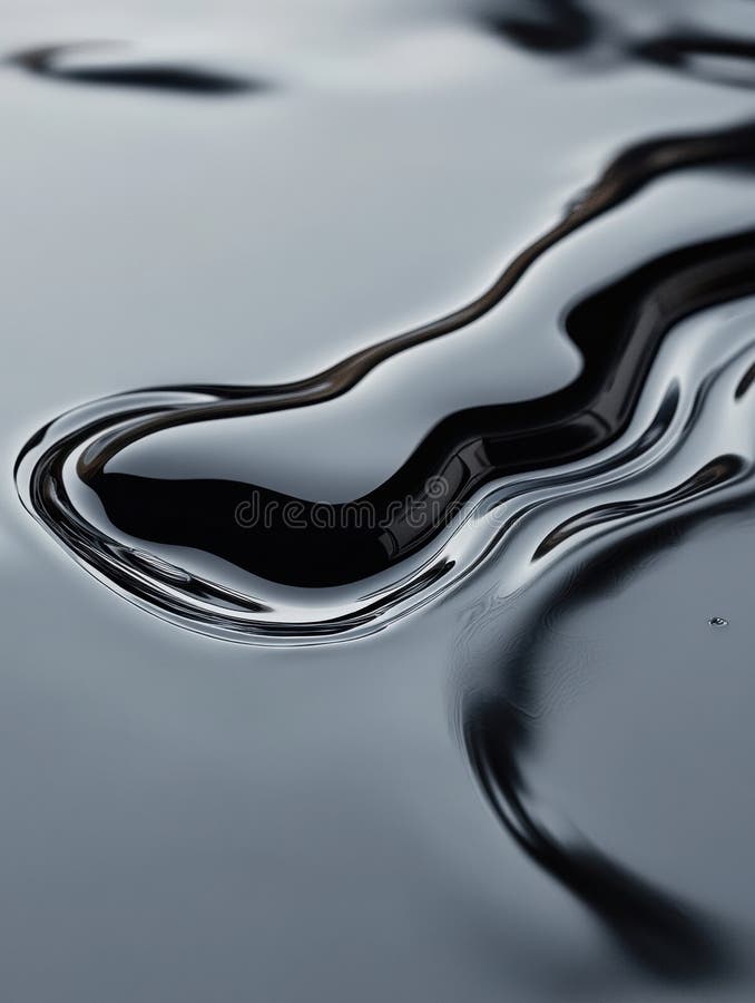 Shiny Black Oil Puddle Reflecting Subtle Details on a Smooth Surface ...