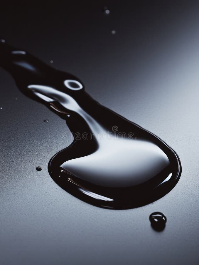 Shiny Black Oil Puddle Reflecting Light on a Smooth Surface Creating ...