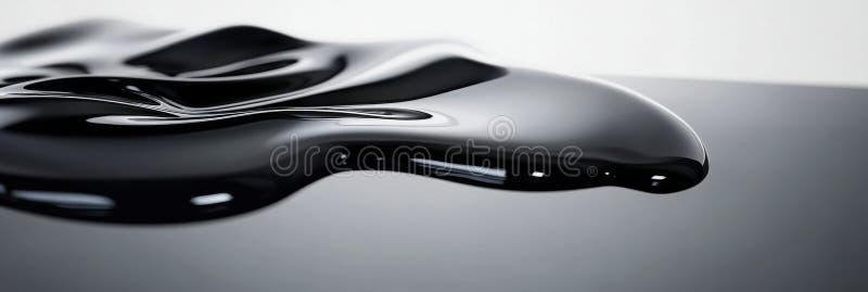 Shiny Black Oil Puddle Reflecting Light on a Smooth Surface in a ...