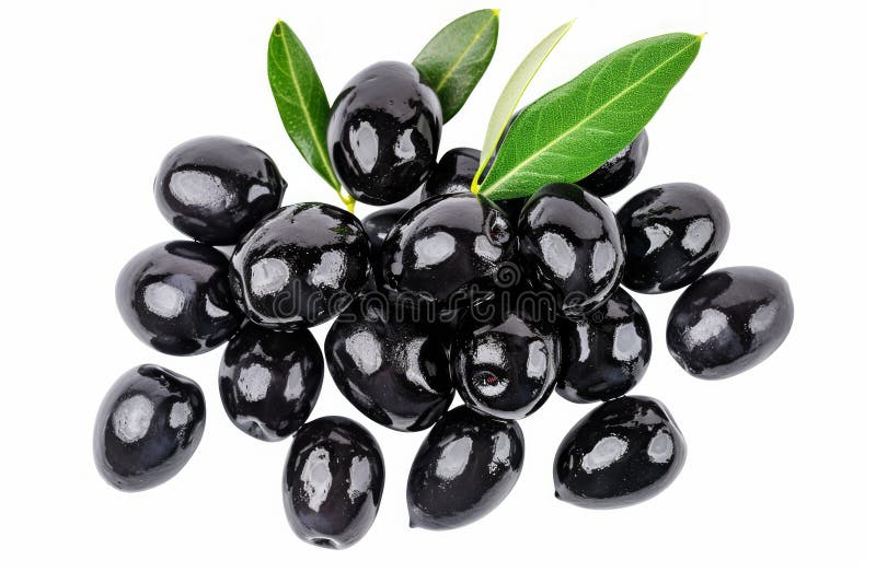 Shiny Black Olives Leaves White Background Neural Network Ai Generated Stock Photos - Free ...