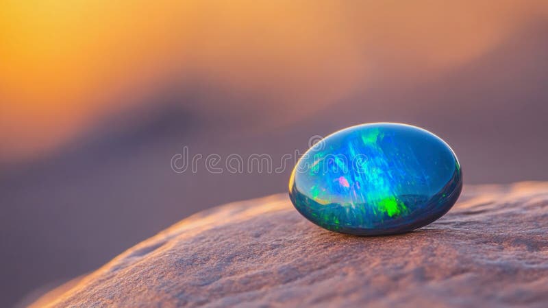Shiny Black Opal Gemstone on Brown Background Stock Photo - Image of ...