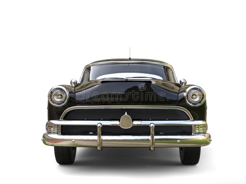 Shiny Black Restored Vintage Car - Front View Stock Illustration ...