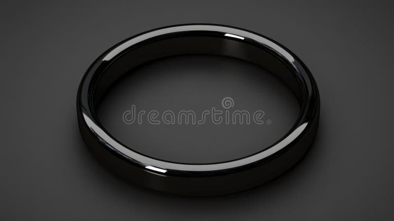A Shiny Black Ring Sits Alone on a Dark Surface, Great for Use As a ...