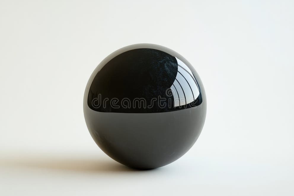Shiny Black Sphere Orb Object Reflecting Light on a Plain Surface Stock ...
