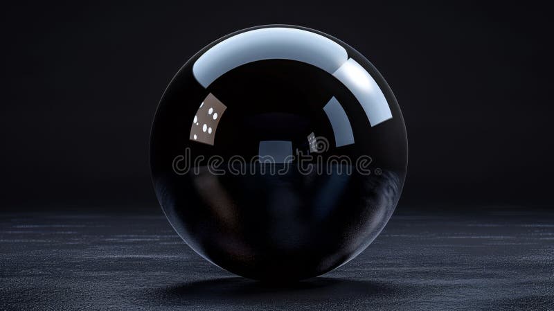 Shiny Black Sphere Reflection on Dark Surface Stock Illustration ...