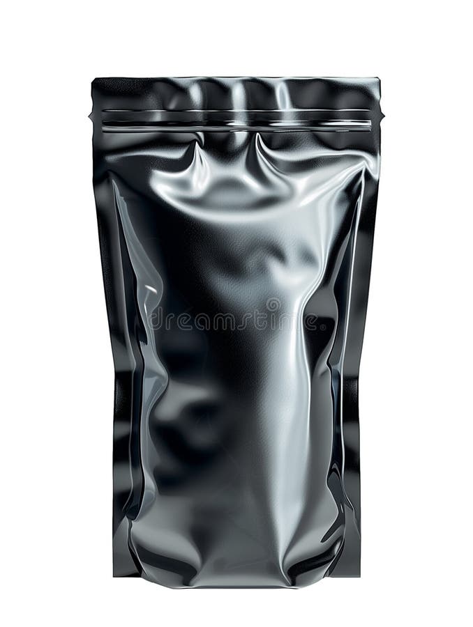 Shiny Black Zipper Pouch for Storage and Packaging. Stock Image - Image ...