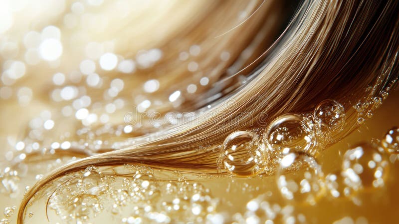 Shiny Blonde Hair with Water Droplets and Bokeh Effect Stock Image ...